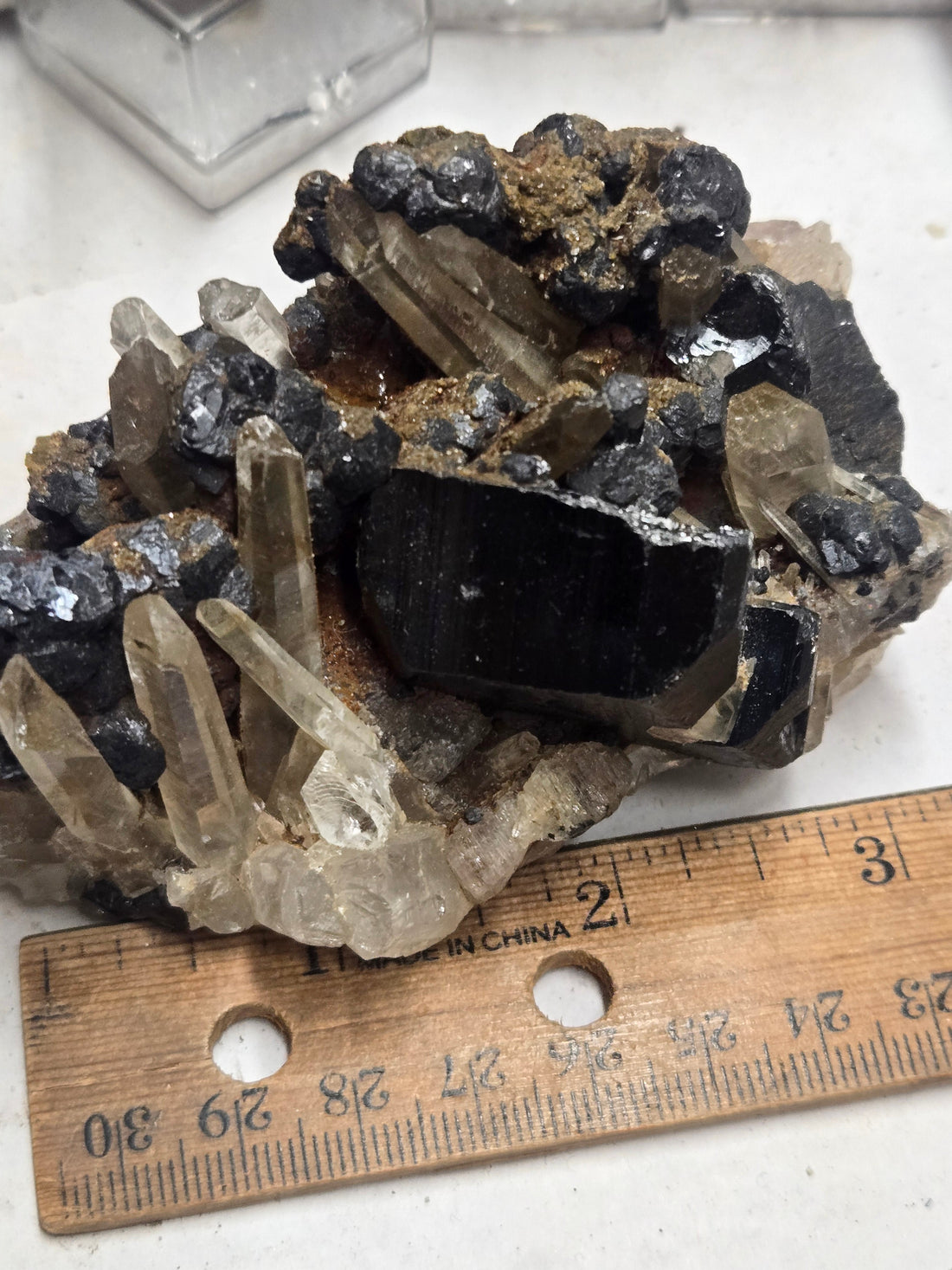 Ferberite with quartz - Adam's Minerals LLC